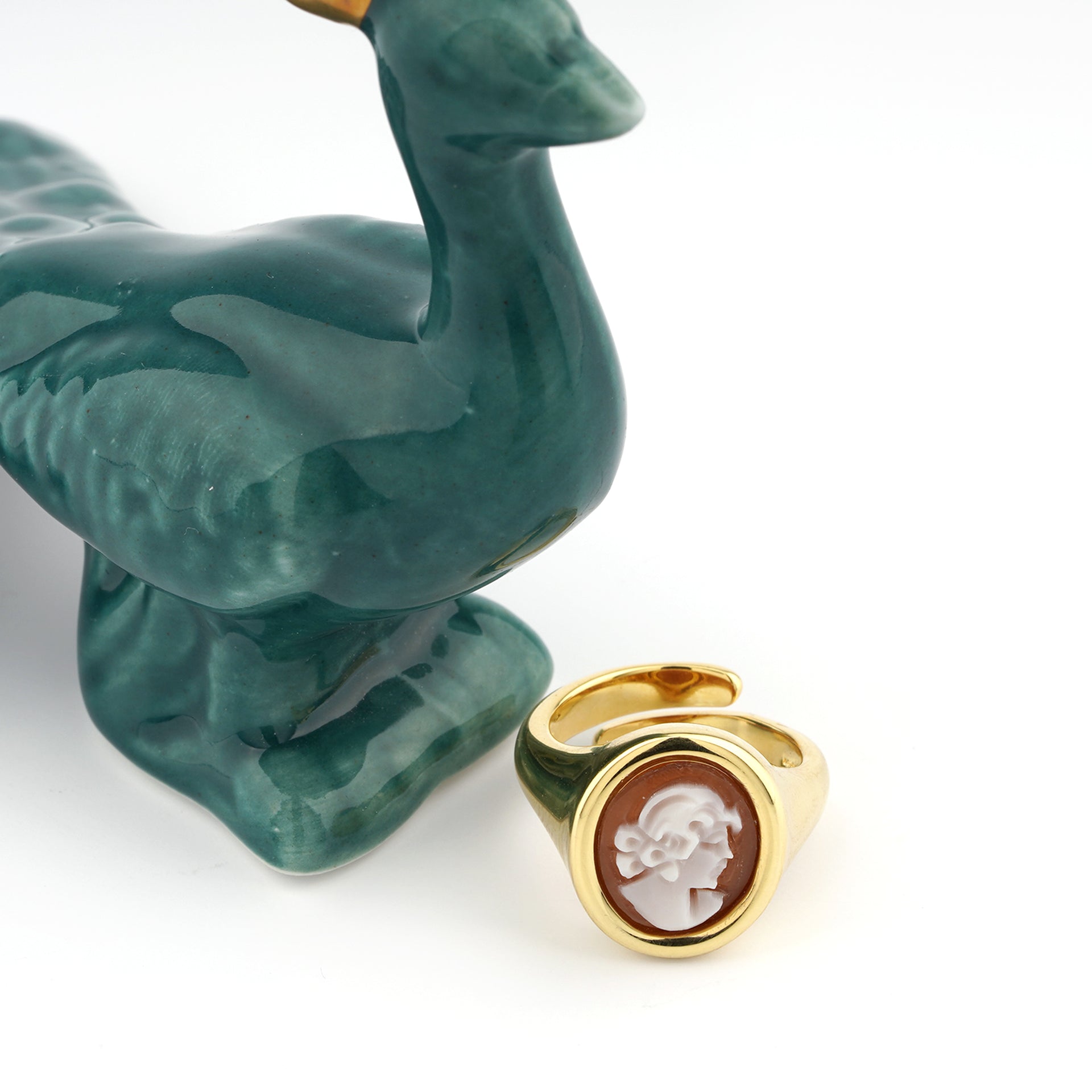 Anello Cameo Italiano Romantica Profilo Donna
