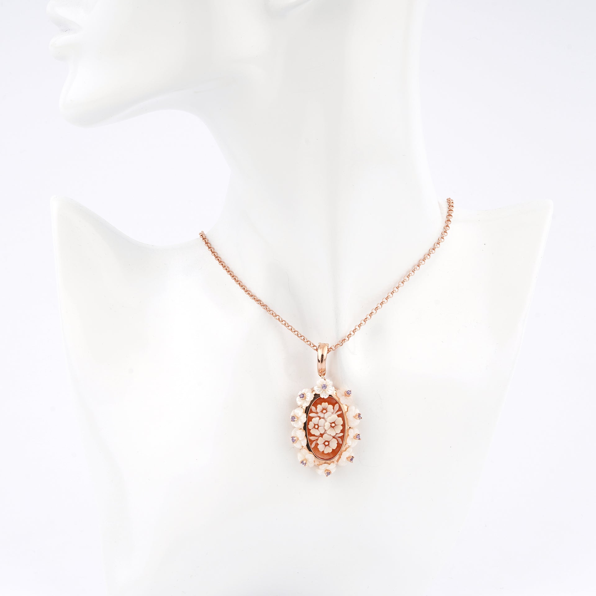 Pendente Cameo Italiano Mucha Cammeo Fiori